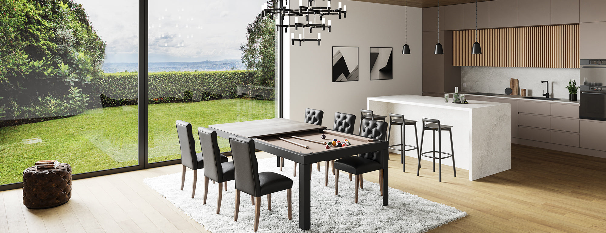 Conver-Table: Elegant Dining Pool Table Design – CONVER-TABLE